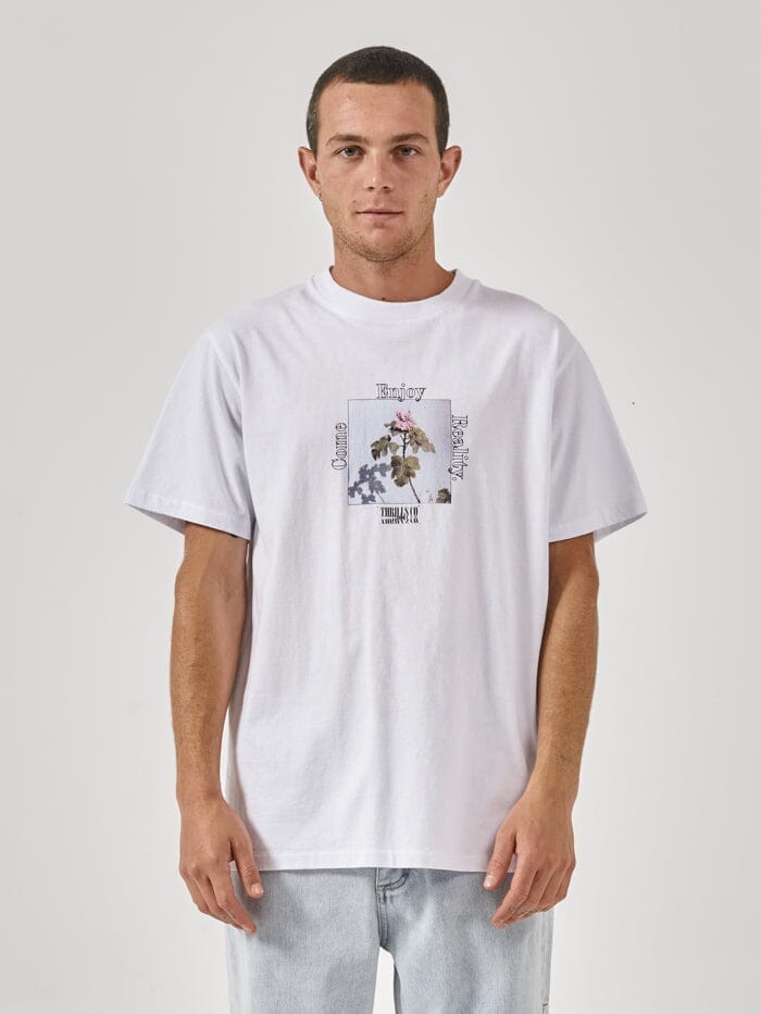 Come Enjoy Reality Merch Fit Tee - Lucent White | Thrills Co. | Thrills ...