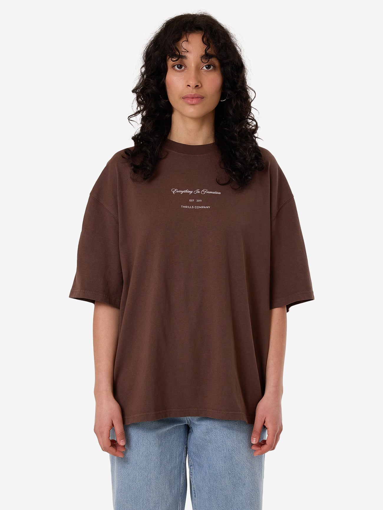 Dalia Oversized Tee in Brown | Thrills Co. USA