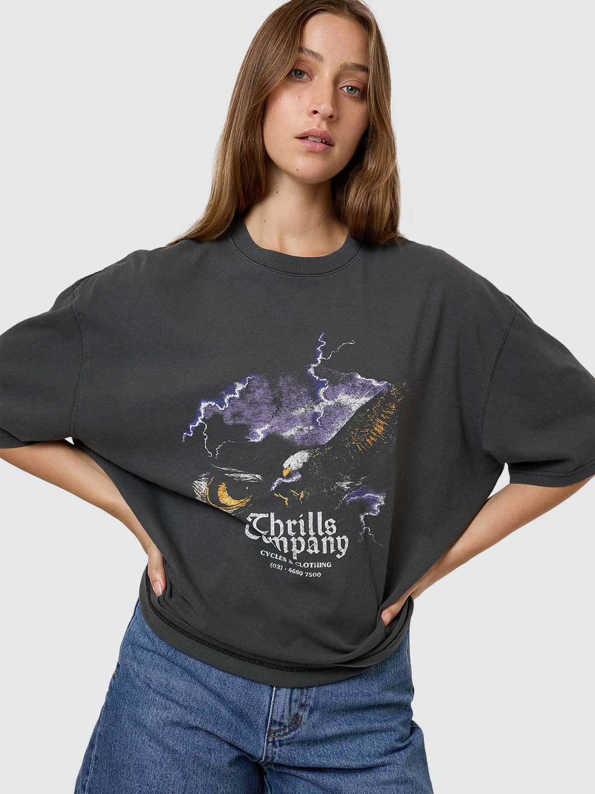 Flight Risk Oversized Tee - Merch Black | Thrills Co. USA