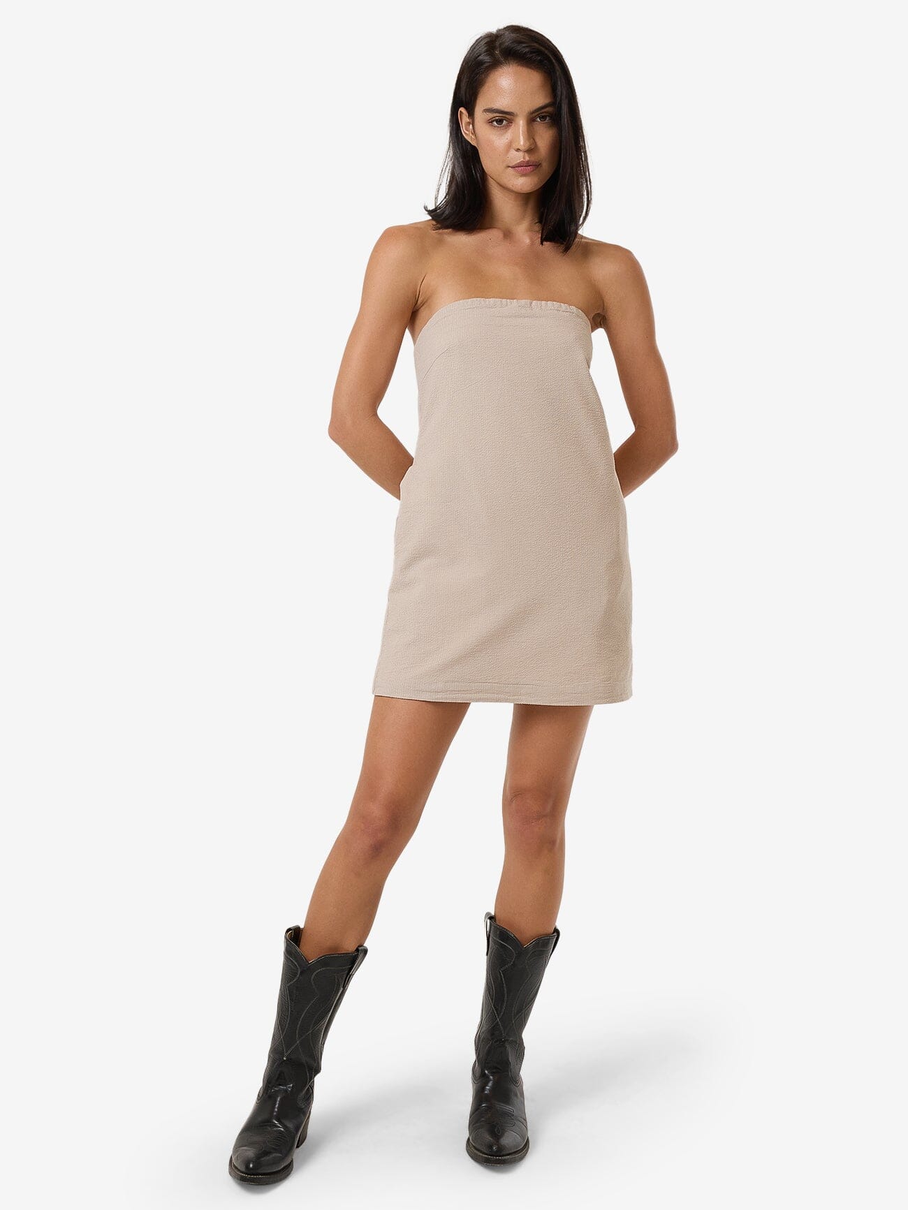 Miramar Colby Strapless Dress in Brown | | Thrills Co. USA