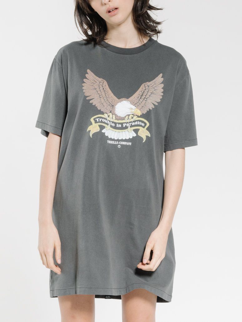 Troubled Paradise Merch Fit Tee Dress - Merch Black| Thrills Co. USA ...